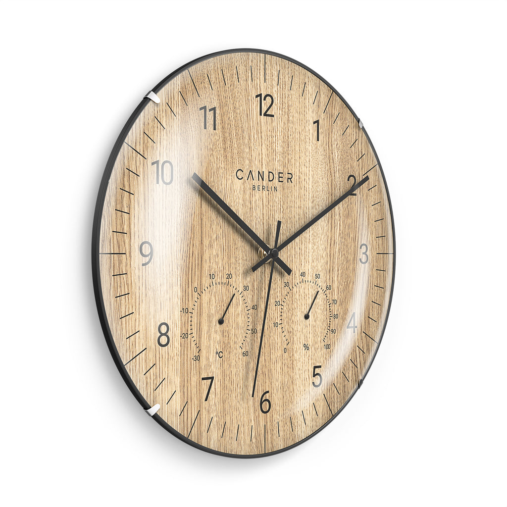 Cander Berlin MNU 2730 X Lautlose Holz-Wanduhr Eiche