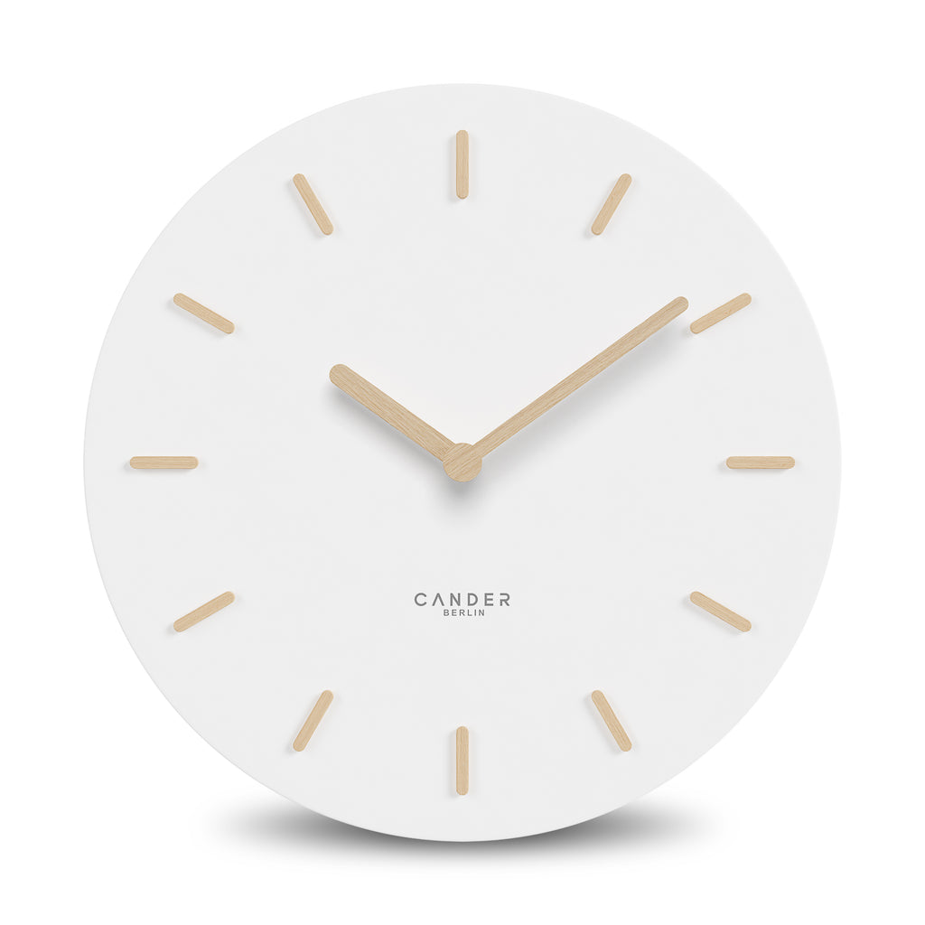 Cander Berlin MNU 2530 F Lautlose MDF-Wanduhr Weiß