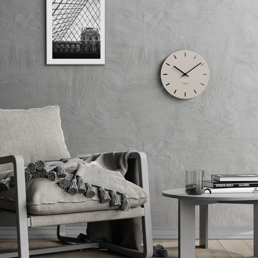 Cander Berlin MNU 2530 P Lautlose MDF-Wanduhr Warmgrau