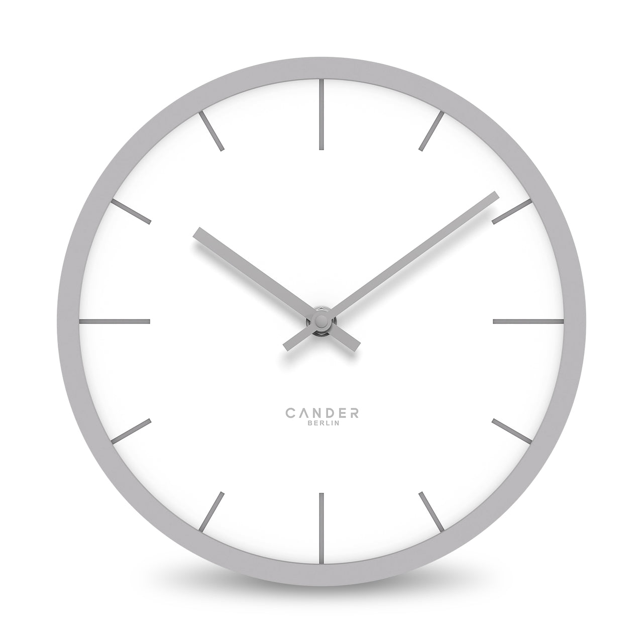 Cander Berlin MNU 2530 Z Lautlose MDF-Wanduhr Weiß und Grau