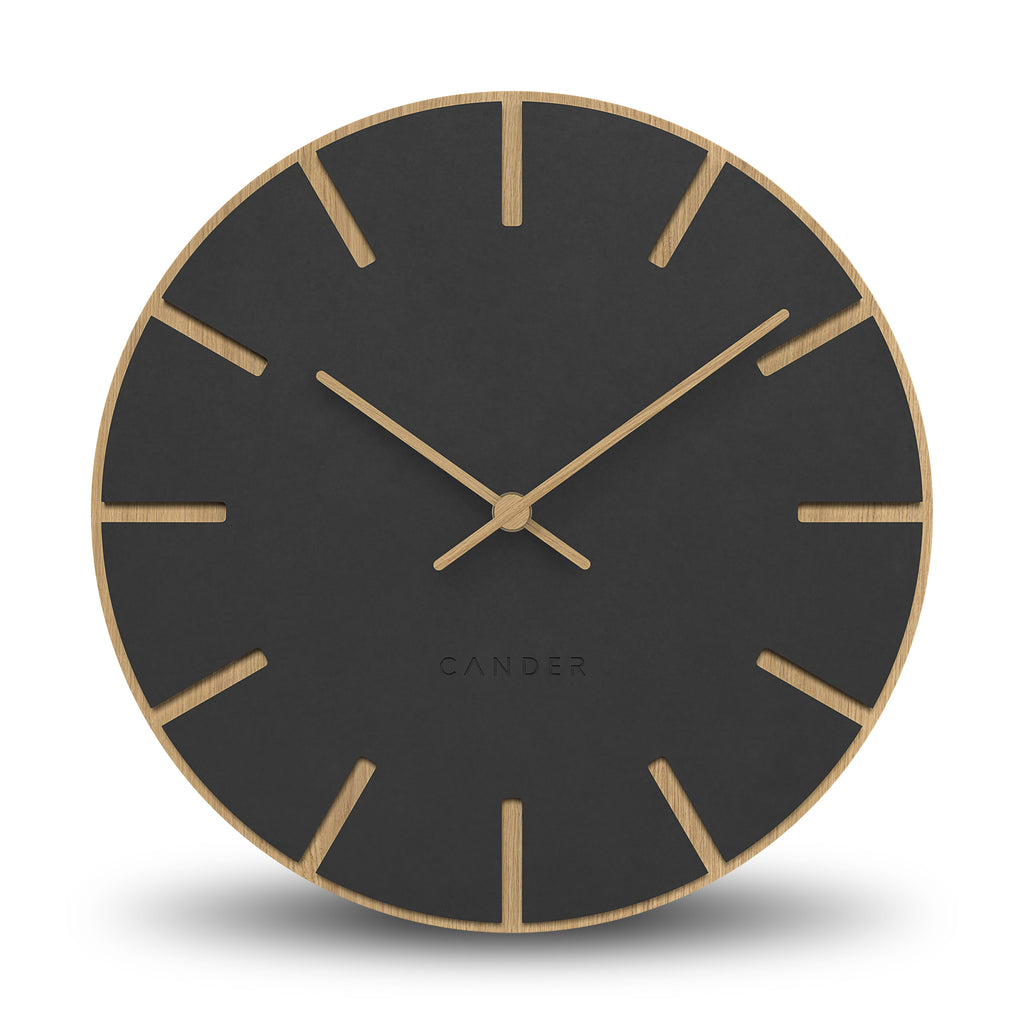 Cander Berlin MNU 2630 M Lautlose Holz und MDF-Wanduhr schwarz