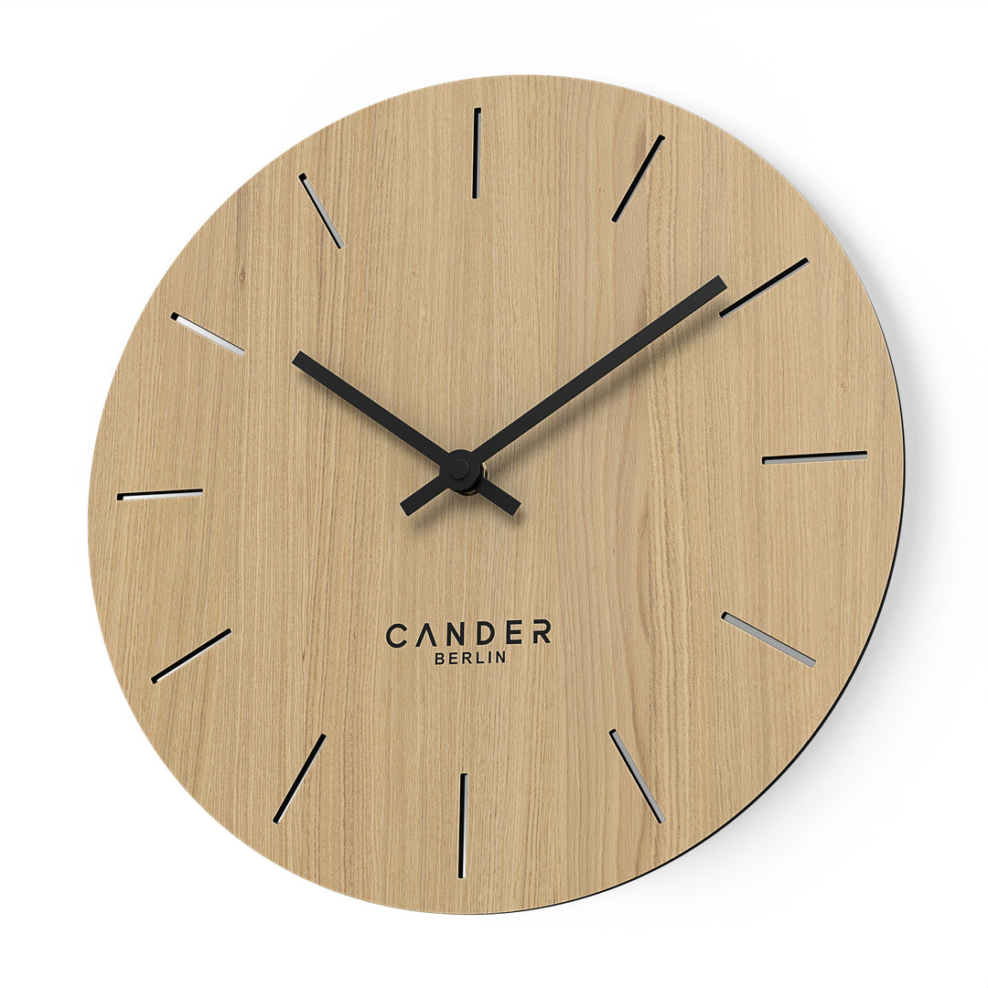 Cander Berlin MNU 2730 E Lautlose Holz-Wanduhr Eiche