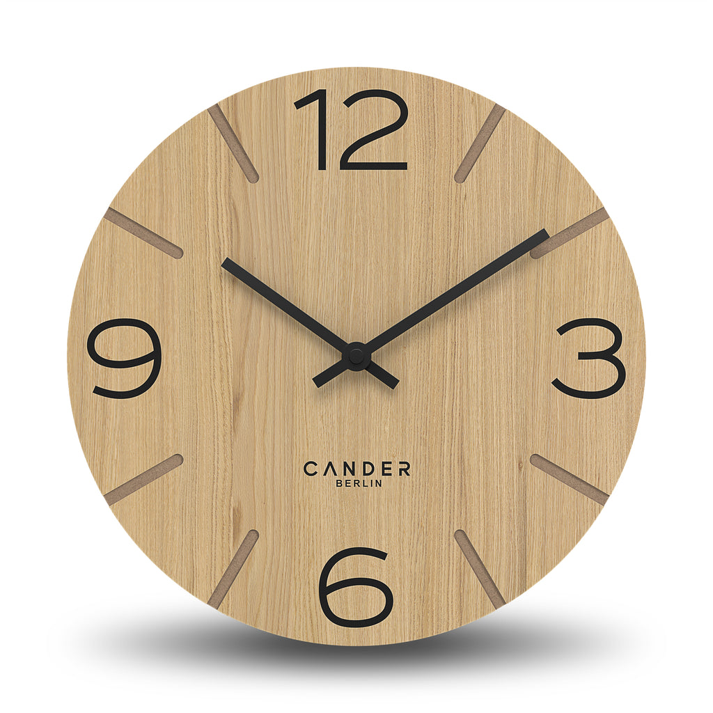 Cander Berlin MNU 2730 I Lautlose Holz-Wanduhr Eiche